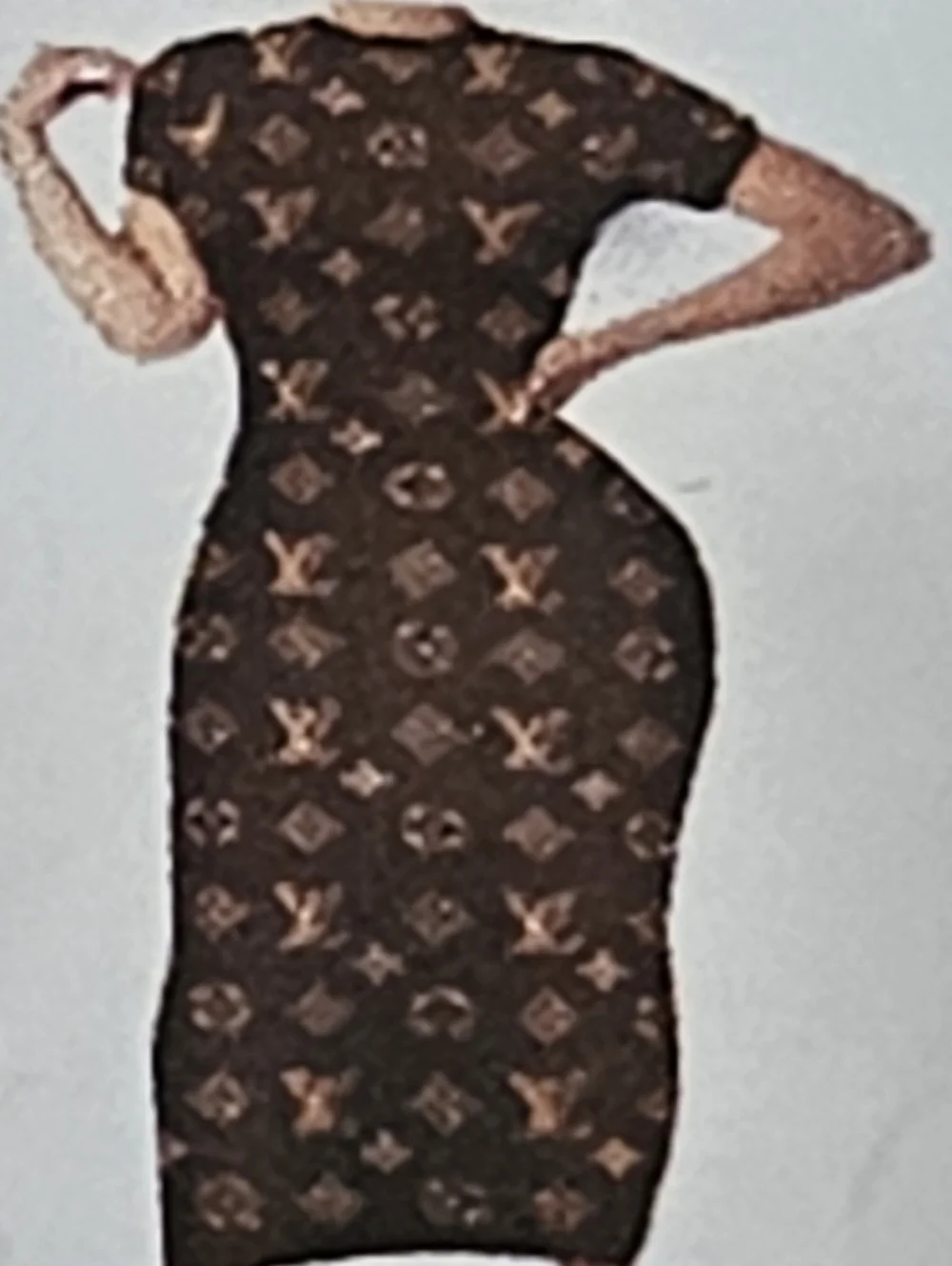 Louis Vuitton | Dresses | Bnip Brown Maxi Dress With Lv Inspired ...